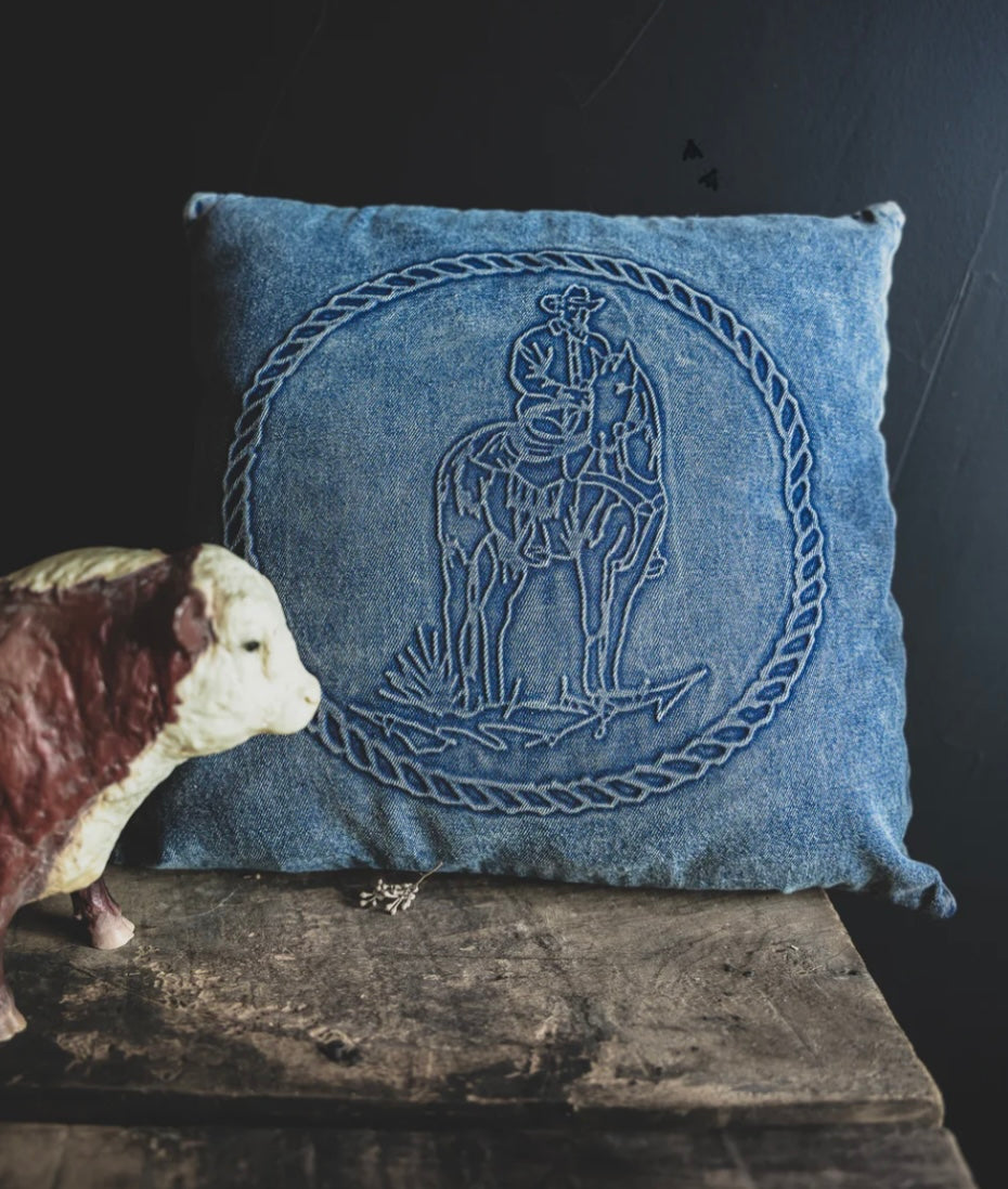 The denim Boss pillow cover – Southwest Bedazzle