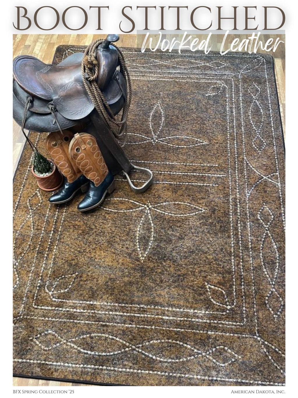 Boot stitched worked leather area RUG – Southwest Bedazzle